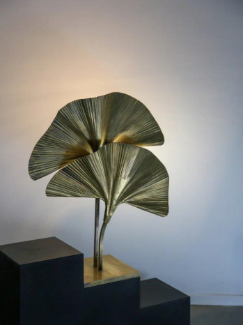 Pre-owned & Refurbished VINTAGE - Ginkgo Leaf Brass Table Lamp | Collecte