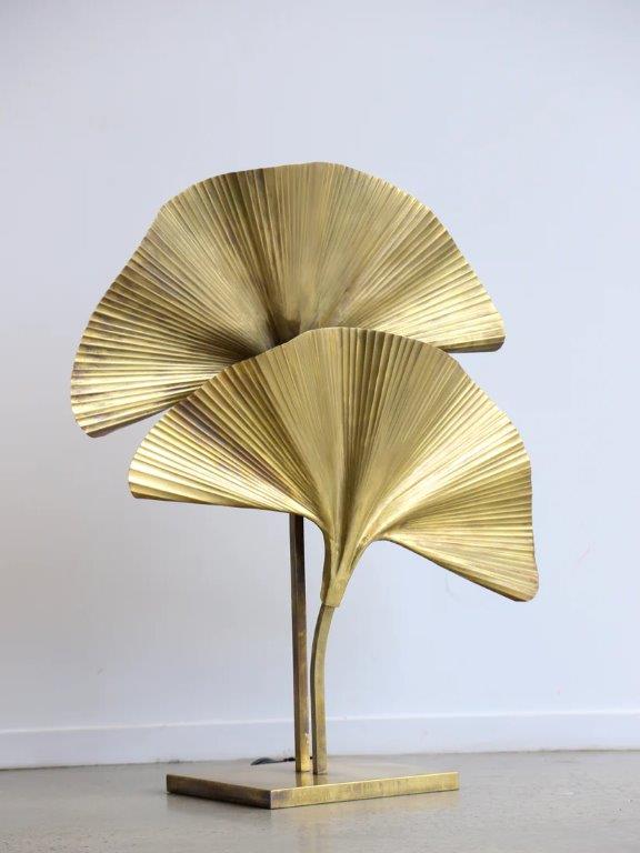 Pre-owned & Refurbished VINTAGE - Ginkgo Leaf Brass Table Lamp | Collecte