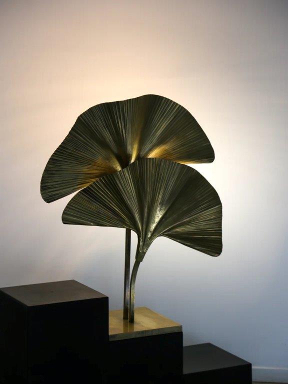 Pre-owned & Refurbished VINTAGE - Ginkgo Leaf Brass Table Lamp | Collecte
