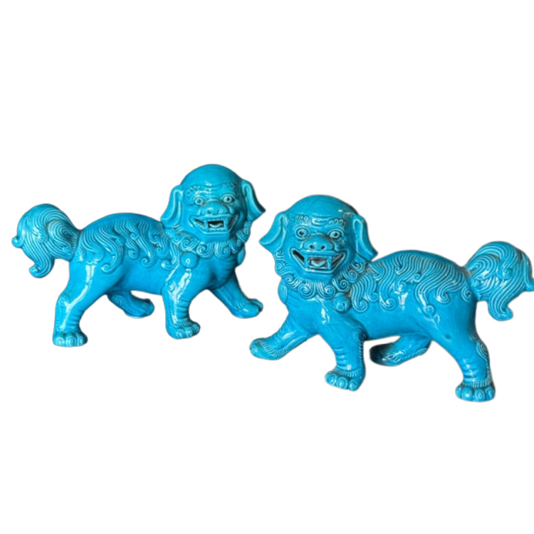 Pre-owned & Refurbished MID CENTURY - Pair of Chinese Turquoise Glazed ...